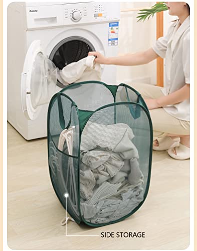 2 Pack Popup Laundry Hamper- Mesh Hampers Bag- Foldable Clothes Storage Basket with Handles for The Kids Room, College Dorm or Travel