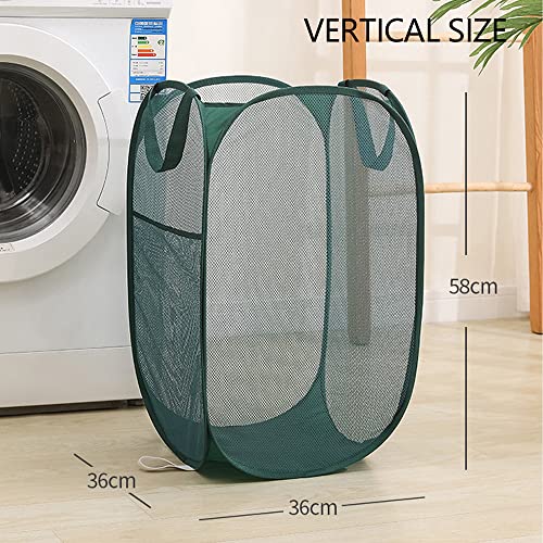 2 Pack Popup Laundry Hamper- Mesh Hampers Bag- Foldable Clothes Storage Basket with Handles for The Kids Room, College Dorm or Travel