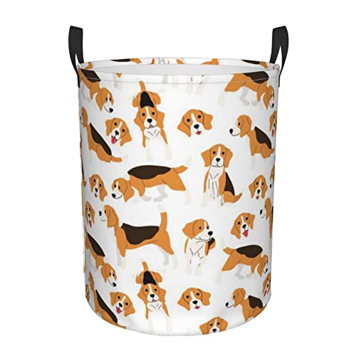 Beagle Dog Printed Laundry Baskets, Round Storage Bins, Organizers, Storage Basket Bags For Clothes, Toys, Home And Dorm Rooms