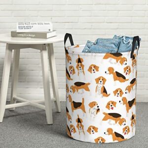 Beagle Dog Printed Laundry Baskets, Round Storage Bins, Organizers, Storage Basket Bags For Clothes, Toys, Home And Dorm Rooms