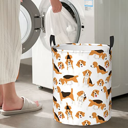 Beagle Dog Printed Laundry Baskets, Round Storage Bins, Organizers, Storage Basket Bags For Clothes, Toys, Home And Dorm Rooms