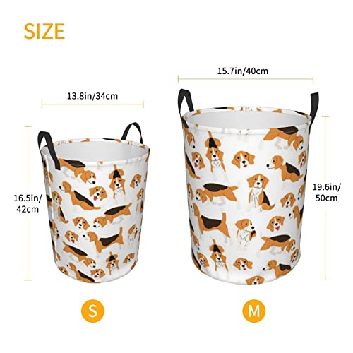 Beagle Dog Printed Laundry Baskets, Round Storage Bins, Organizers, Storage Basket Bags For Clothes, Toys, Home And Dorm Rooms