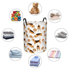 Beagle Dog Printed Laundry Baskets, Round Storage Bins, Organizers, Storage Basket Bags For Clothes, Toys, Home And Dorm Rooms