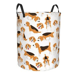 Beagle Dog Printed Laundry Baskets, Round Storage Bins, Organizers, Storage Basket Bags For Clothes, Toys, Home And Dorm Rooms