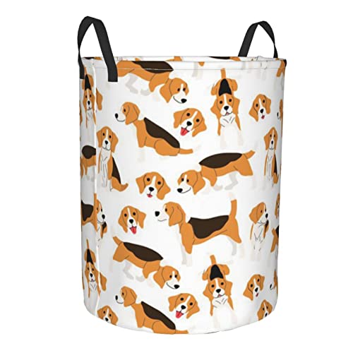 Beagle Dog Printed Laundry Baskets, Round Storage Bins, Organizers, Storage Basket Bags For Clothes, Toys, Home And Dorm Rooms