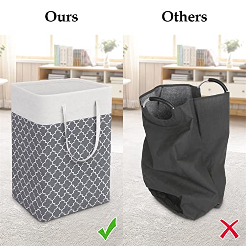 Laundry Basket, 2-Pack Laundry Hamper with Long Handles, Collapsible Laundry Baskets with Large Capacity, Tall Laundry Bin, Clothes Hampers for Laundry Room, Bedroom, Dorm, Toys, 75L, Grey