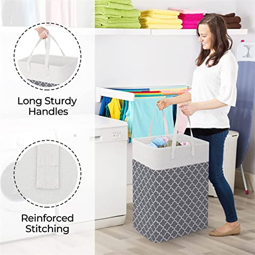 Laundry Basket, 2-Pack Laundry Hamper with Long Handles, Collapsible Laundry Baskets with Large Capacity, Tall Laundry Bin, Clothes Hampers for Laundry Room, Bedroom, Dorm, Toys, 75L, Grey