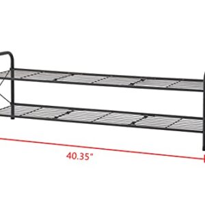 Hoctieon 2 Tier Shoe Rack for Closet, Shoe Rack FreeStanding, Entryway Shoe Shelf, Shoe Storage Organizer, Durable Mesh Style Shoe Rack, Black