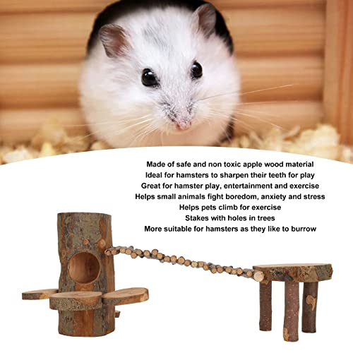 HEEPDD Wooden Hamster Platform Toy, Safe Wood Chinchilla Activity Playground Stand Ladder for Pet Small Animal