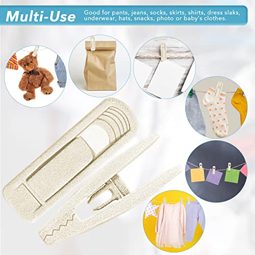 120 Pcs Beige Velvet Hangers Clips Strong Non Slip Velvet Pants Hangers Flocked Clothes Clips Baby Finger Clips for Kids Adults Suit Skirt Clothes Thin Slim Felt Hangers