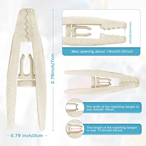 120 Pcs Beige Velvet Hangers Clips Strong Non Slip Velvet Pants Hangers Flocked Clothes Clips Baby Finger Clips for Kids Adults Suit Skirt Clothes Thin Slim Felt Hangers