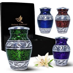 small cremation urns for human ashes set of 4 - keepsake urns fo women & men with box & bags - honor your loved one with small urns - handcrafted colorful memorial urns for ashes - mini funeral urns