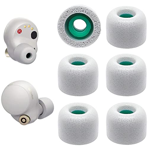 JNSA Replacement for WF 1000XM4 1000XM3 Memory Foam Ear Tips Noise Canceling Foam Eartips Ear Plug Earbud Tips M Size 3 Pairs, [Fit in Case], Silver,Medium Size (FoamXM4S3PM)