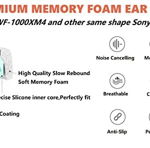 JNSA Replacement for WF 1000XM4 1000XM3 Memory Foam Ear Tips Noise Canceling Foam Eartips Ear Plug Earbud Tips M Size 3 Pairs, [Fit in Case], Silver,Medium Size (FoamXM4S3PM)