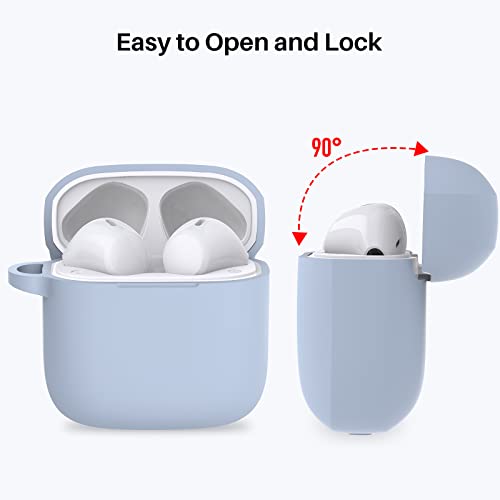 TOZO A3 Protective Silicone Case Shockproof Soft Skin Cover for TOZO A3 Earbuds with Front LED Visible and Keychain Blue