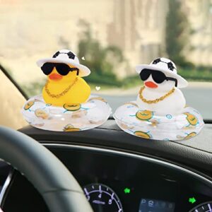 wonuu Car Rubber Duck Car Duck Decoration Dashboard Car Ornament for Car Dashboard Decoration Accessories with Mini Bachelor Cap Necklace and Sunglasses