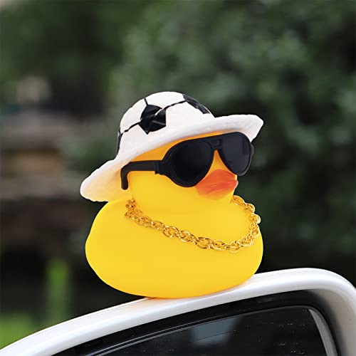 wonuu Car Rubber Duck Car Duck Decoration Dashboard Car Ornament for Car Dashboard Decoration Accessories with Mini Bachelor Cap Necklace and Sunglasses