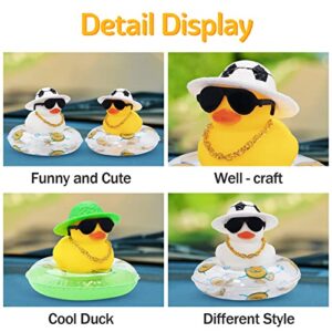 wonuu Car Rubber Duck Car Duck Decoration Dashboard Car Ornament for Car Dashboard Decoration Accessories with Mini Bachelor Cap Necklace and Sunglasses