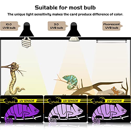 Fischuel Reptile Heat Lamp with Clamp,Dimmable Switch(Bulb Included) & UV Teating Card, Quick Test UVB Sensor, Over 500 Times Reusable (2 Packs)