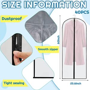 40 Pieces Garment Bags for Hanging Clothes with Zipper Hanging Garment Bags Dress Bags for Gowns Long Storage Plastic Suit Cover Bags for Coat Protector Travel Closet Clothing (24 x 60 Inch)