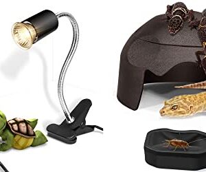 Fischuel Reptile Hides Humidification Cave Help Your Pets Shedding & Reptile Heat Lamp with Clamp,Dimmable Switch(Bulb Included)