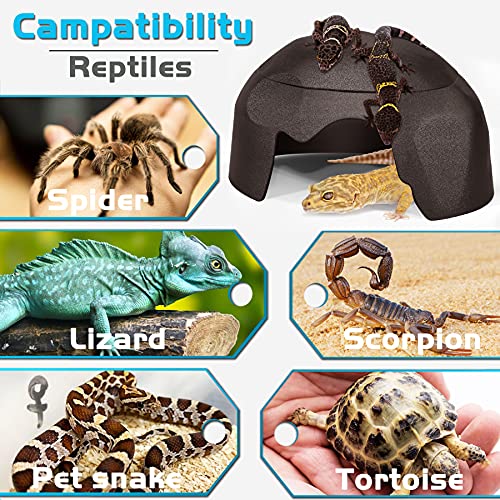 Fischuel Reptile Hides Humidification Cave Help Your Pets Shedding & Reptile Heat Lamp with Clamp,Dimmable Switch(Bulb Included)