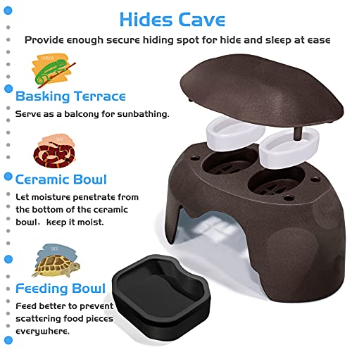 Fischuel Reptile Hides Humidification Cave Help Your Pets Shedding & Reptile Heat Lamp with Clamp,Dimmable Switch(Bulb Included)