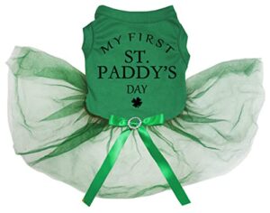 petitebella my first st. paddy's day puppy dog dress (green/green, medium)