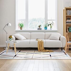 WILLIAMSPACE 84" Velvet Sofa Couch for Living Room, Modern Mid-Century Luxury 3 Seater Sofa with 2 Throw Pillows, Back Upholstered Sofa Couch for Home, Office, Apartment, Bedroom - Beige