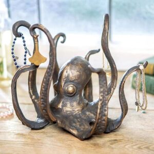 LELEBEAR Octopus Mug Holder, Octopus Coffee Mug Holder Mug Holder Pendant Tea Cup Holder Vintage-Style Resin Octopus Table Topper Statue Ornament (1 PCS)