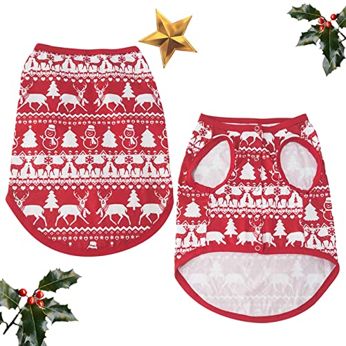 Dog Christmas Costumes Pet Cold Weather Sweater Coat Puppy Winter Hoodie Warm Vest Clothes Apparel for Small Medium Dogs