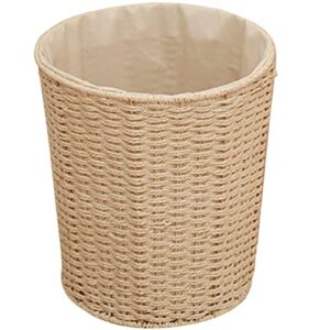 zerodeko woven baskets rattan trash can wicker waste basket woven wastebasket rustic farmhouse laundry storage basket bin for living room bedroom bohemian decor beige wicker hamper