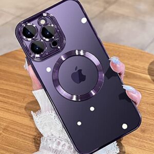 JUESHITUO Magnetic Clear for iPhone 14 ProMax Case with Full Camera Protection, No.1 Strong N52 Magnets, for iPhone 14 Pro Max Case, for Magsafe Women Girls Men Phone Case (6.7")-Deep Purple