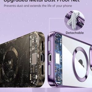 JUESHITUO Magnetic Clear for iPhone 14 ProMax Case with Full Camera Protection, No.1 Strong N52 Magnets, for iPhone 14 Pro Max Case, for Magsafe Women Girls Men Phone Case (6.7")-Deep Purple