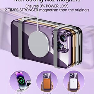 JUESHITUO Magnetic Clear for iPhone 14 ProMax Case with Full Camera Protection, No.1 Strong N52 Magnets, for iPhone 14 Pro Max Case, for Magsafe Women Girls Men Phone Case (6.7")-Deep Purple