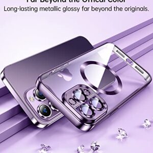 JUESHITUO Magnetic Clear for iPhone 14 ProMax Case with Full Camera Protection, No.1 Strong N52 Magnets, for iPhone 14 Pro Max Case, for Magsafe Women Girls Men Phone Case (6.7")-Deep Purple