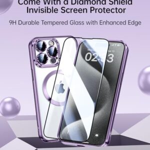 JUESHITUO Magnetic Clear for iPhone 14 ProMax Case with Full Camera Protection, No.1 Strong N52 Magnets, for iPhone 14 Pro Max Case, for Magsafe Women Girls Men Phone Case (6.7")-Deep Purple