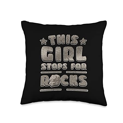 funny geology gifts geologist gifts for women tees Geology Gifts for Women Geologist This Girl Stops for Rocks Throw Pillow, 16x16, Multicolor