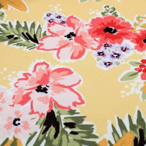 Texco Inc Poly Spandex Printed Medium Flowers DTY Brushed 4 Way Stretch Fabric, Banana Coral 2 Yards