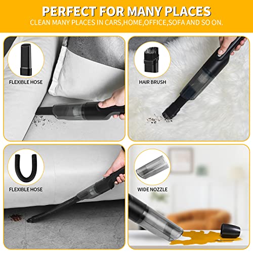 EZZARO Handheld Vacuum Cordless，Black Car Vacuum Cleaner，Wet Dry Hand Held Vacuum Cordless for Clean Desktop, Car Interior, Sofa, Corner and Other Crevices.（9000 PA）