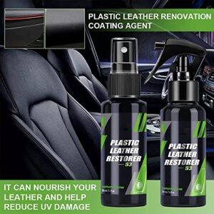 Shinex Leather & Plastic Restorer, 50/100ml Shinex Plastic Leather Restorer Spray, Shinex Plastic Restorer, Plastic Parts Refurbish Agent, Leather Cleaner for Car Interior, with 2 Sponges