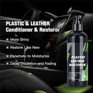 Shinex Leather & Plastic Restorer, 50/100ml Shinex Plastic Leather Restorer Spray, Shinex Plastic Restorer, Plastic Parts Refurbish Agent, Leather Cleaner for Car Interior, with 2 Sponges