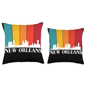 New Orleans Souvenir Louisiana Bourbon Street Skyline New Orleans Souvenir Louisiana Mardi Gras Throw Pillow, 18x18, Multicolor