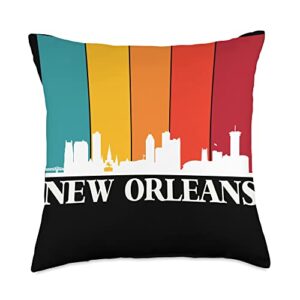 new orleans souvenir louisiana bourbon street skyline new orleans souvenir louisiana mardi gras throw pillow, 18x18, multicolor