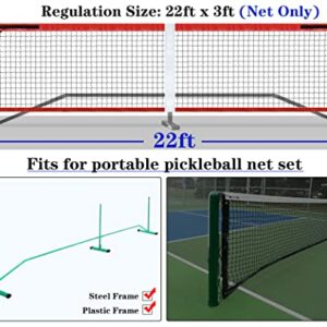 Pickle Ball Replacement Net 22ft x 3ft for Indoor and Outdoor Fits for Most Free-Standing Pickle Ball Frame Come with 4 Outdoor Pickle Balls (Net Only)