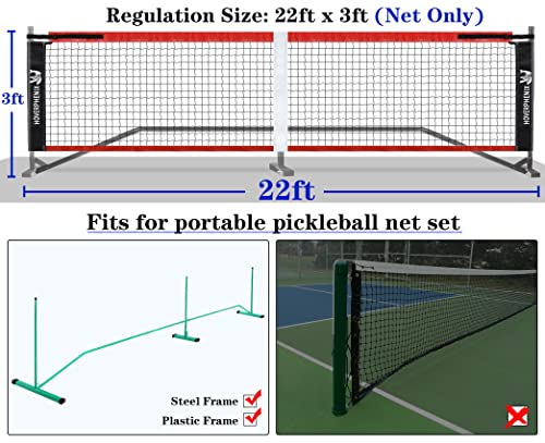 Pickle Ball Replacement Net 22ft x 3ft for Indoor and Outdoor Fits for Most Free-Standing Pickle Ball Frame Come with 4 Outdoor Pickle Balls (Net Only)