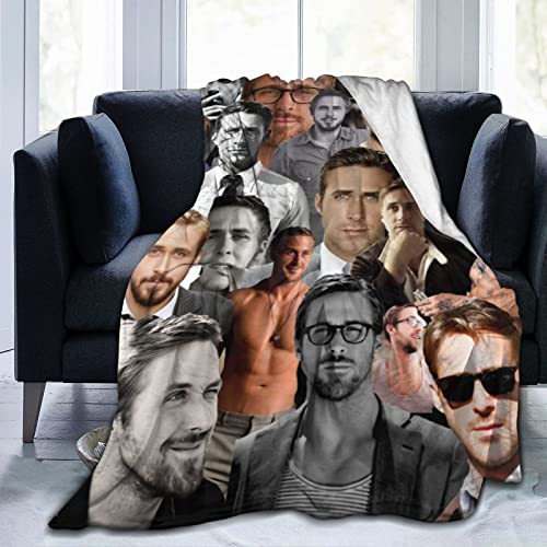 Ryan Gosling Collage Ultra-Soft Micro Fleece Throw Blanket Warm Comfortable Versatile Blanket for Sofa and Travel