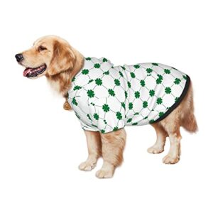 Large Dog Hoodie St-Patrick-Day-Green-Grass Pet Clothes Sweater with Hat Soft Cat Outfit Coat Large