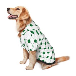 Large Dog Hoodie St-Patrick-Day-Green-Grass Pet Clothes Sweater with Hat Soft Cat Outfit Coat Large