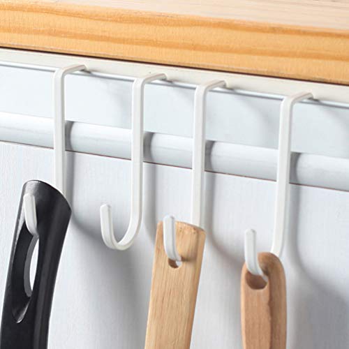 Zerodeko Shower Door Hook Over Cabinet Hook 2pcs Door Drawer Hooks Double S Shaped Punch Free Hooks for Kitchen Bathroom Cabinet Closet Drawer Fence Towel Cloth Bags Sundries Shower Door Towel Hook